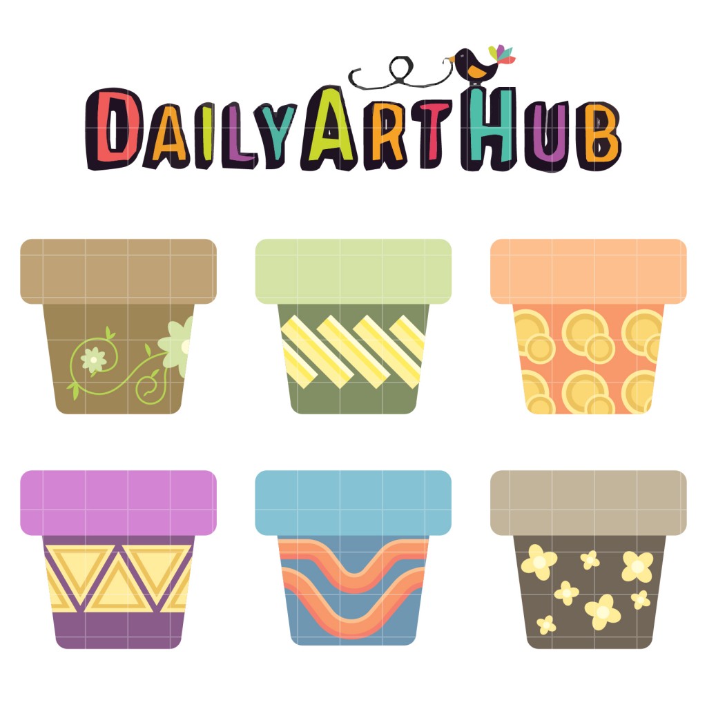Flower Pots Clip Art Set – Daily Art Hub // Graphics, Alphabets & SVG