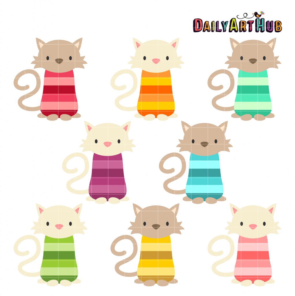 Striped Cats Clip Art Set – Daily Art Hub // Graphics, Alphabets & SVG
