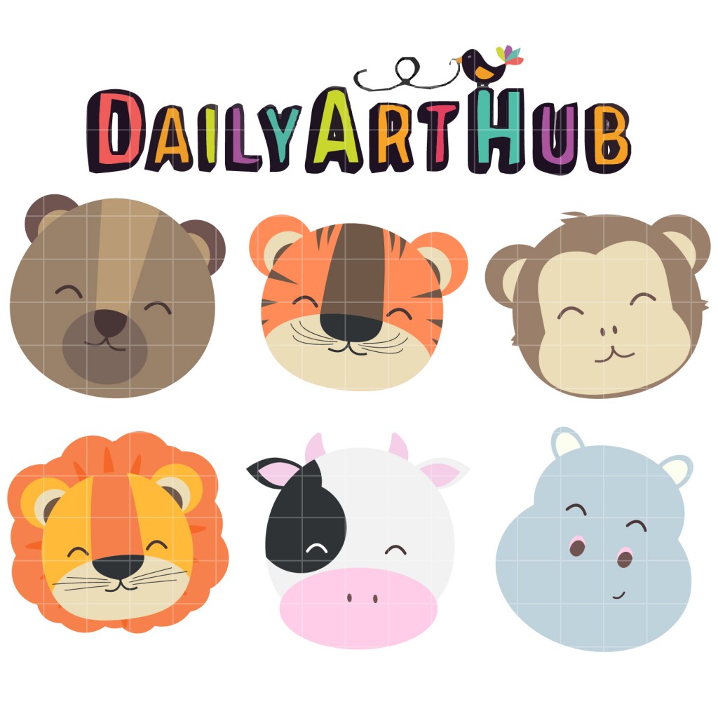 Cute Animal Heads Clip Art Set – Daily Art Hub // Graphics, Alphabets & SVG
