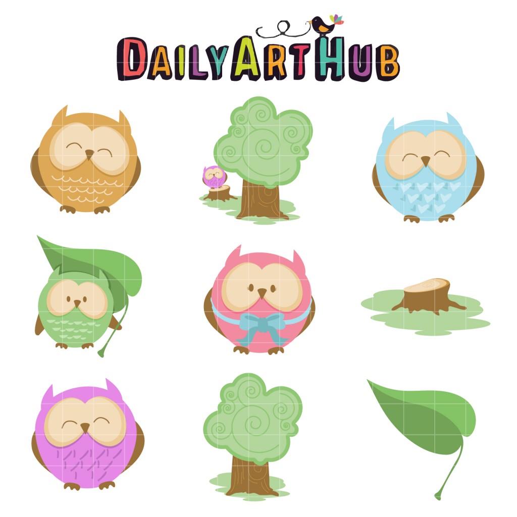 Cute Owls Clip Art Set – Daily Art Hub // Graphics, Alphabets & SVG
