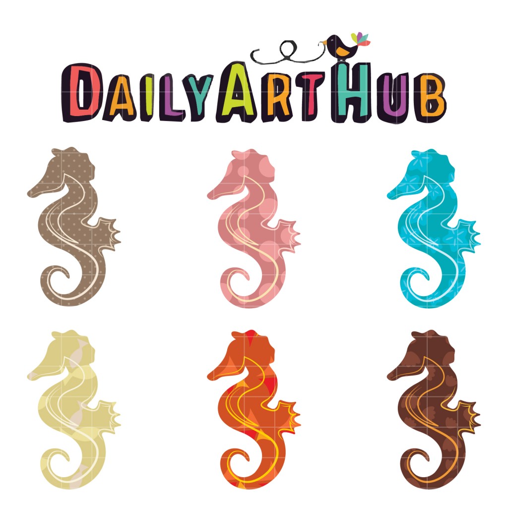 Patterned Seahorse Clip Art Set – Daily Art Hub // Graphics, Alphabets ...