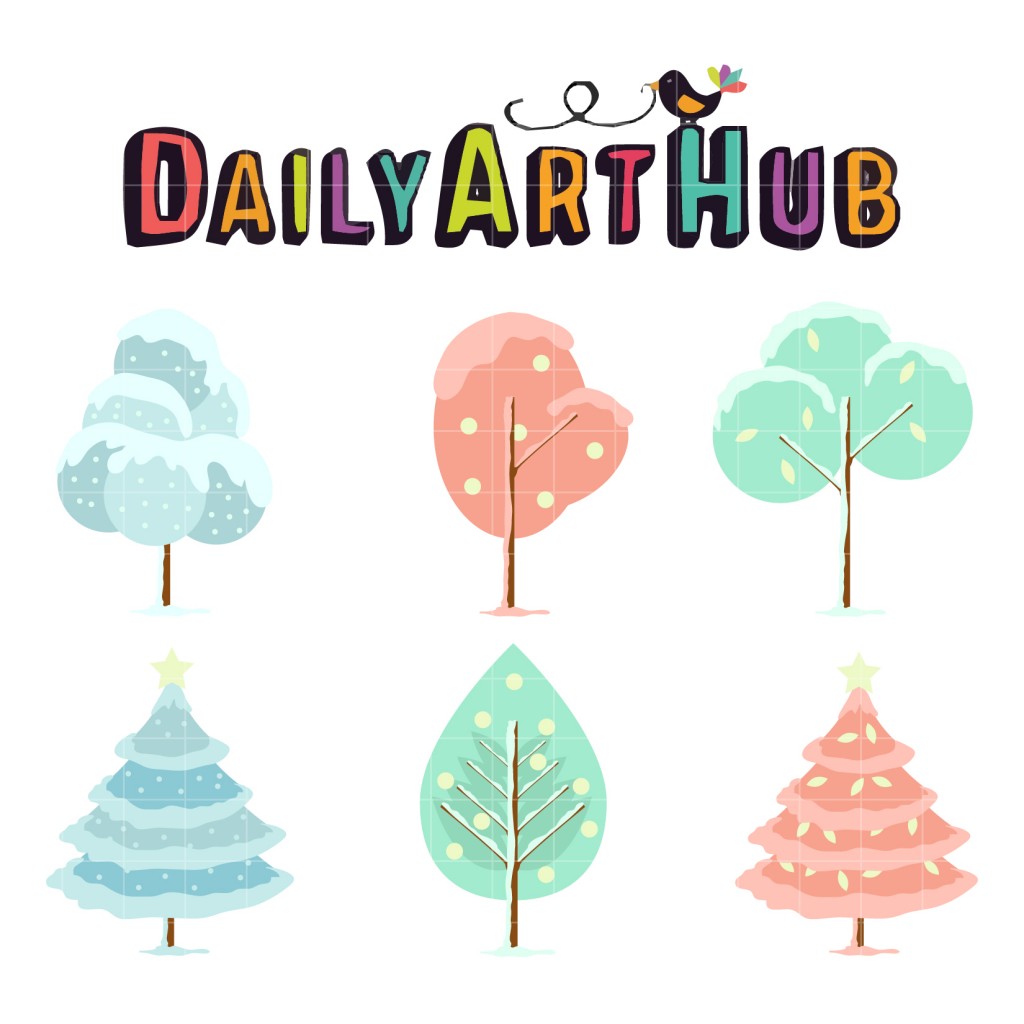 Winter Trees Clip Art Set – Daily Art Hub // Graphics, Alphabets & SVG