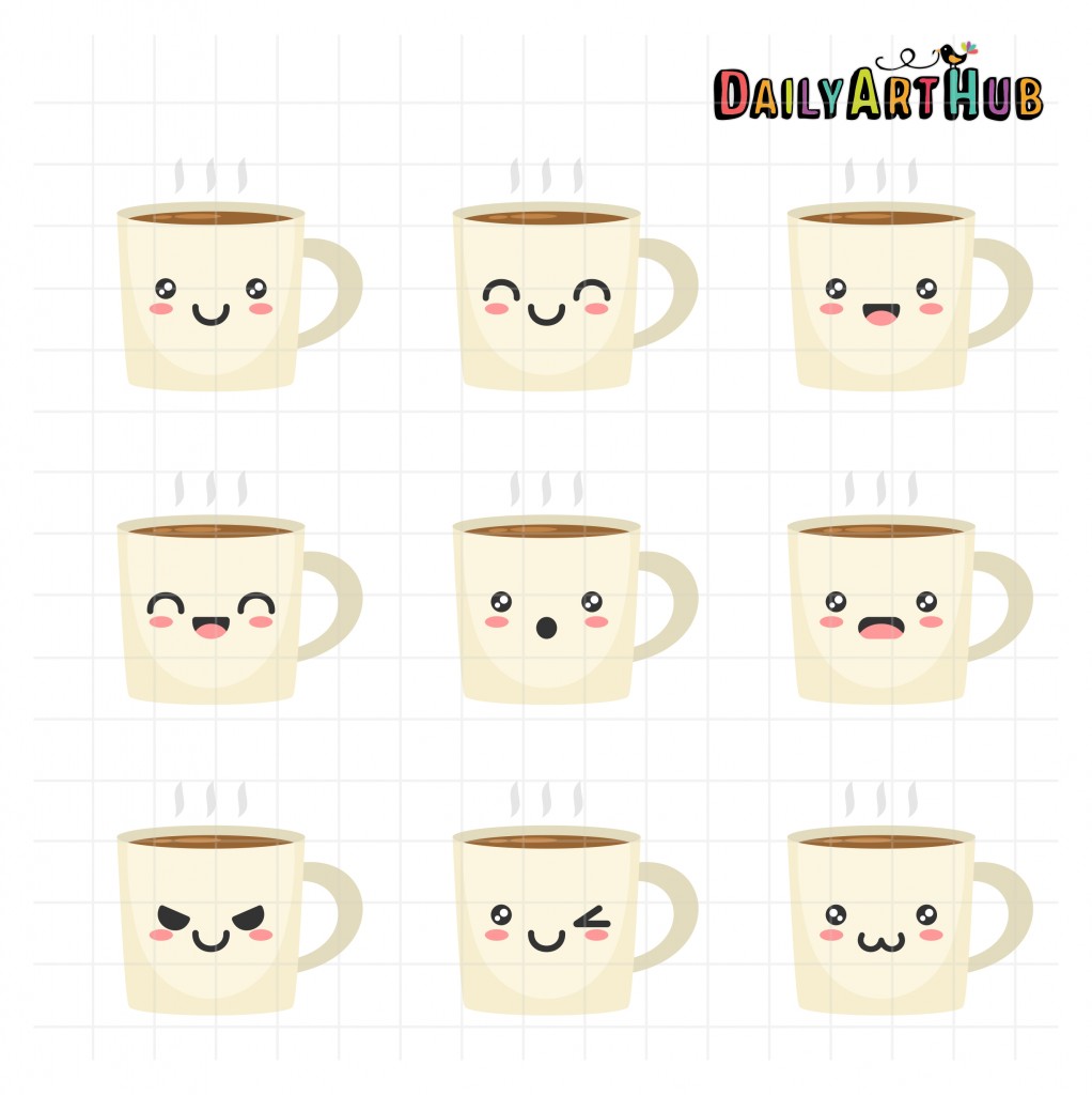 Coffee Mug Cute Faces Clip Art Set – Daily Art Hub // Graphics ...