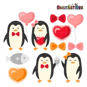 Penguin Love Clip Art Set – Daily Art Hub // Graphics, Alphabets & SVG