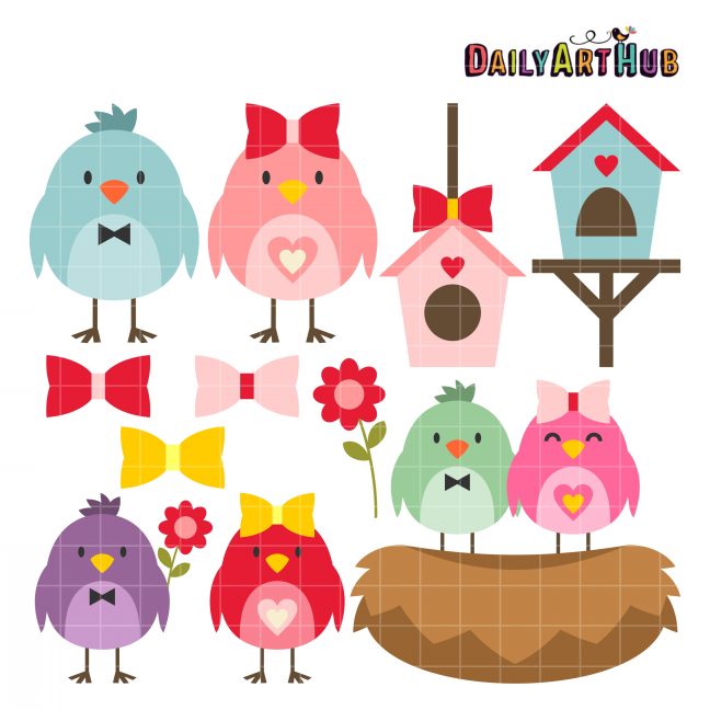 Cute Love Birds Clip Art Set – Daily Art Hub – Free Clip Art Everyday