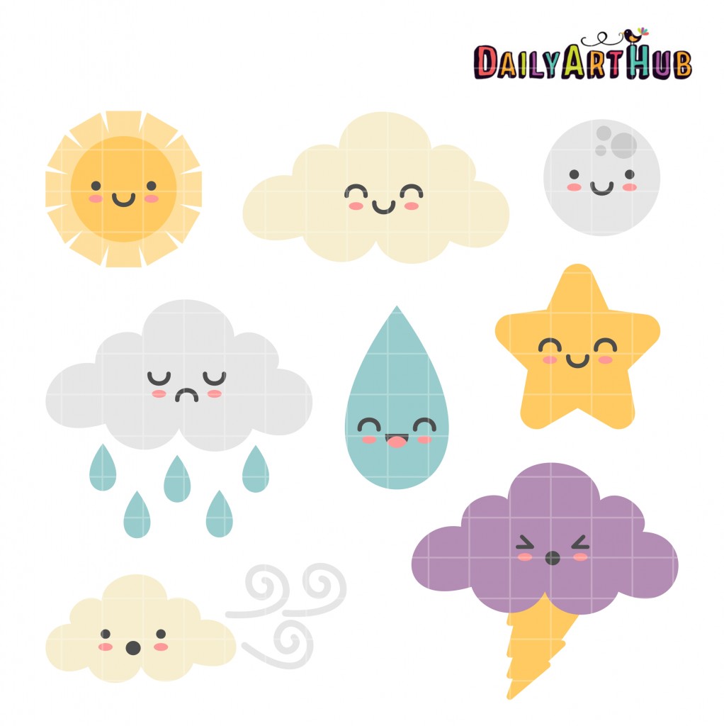 Cute Weather Clip Art Set – Daily Art Hub // Graphics, Alphabets & SVG