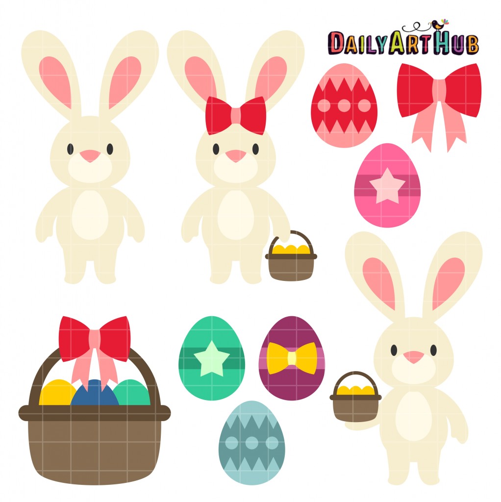 Easter Bunnies Clip Art Set – Daily Art Hub // Graphics, Alphabets & SVG