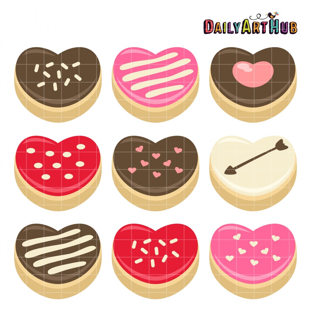 Heart Donuts Clip Art Set – Daily Art Hub // Graphics, Alphabets & SVG