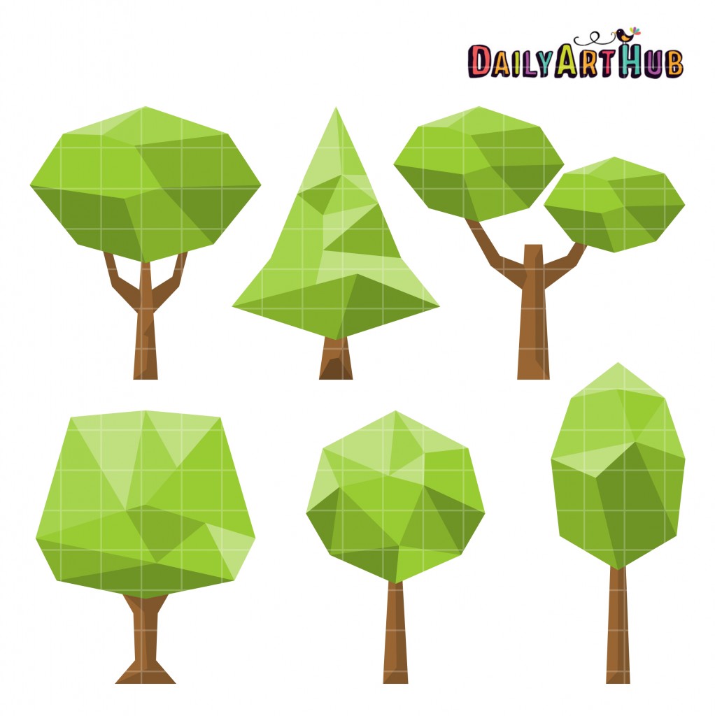Polygon Trees Clip Art Set – Daily Art Hub // Graphics, Alphabets & SVG