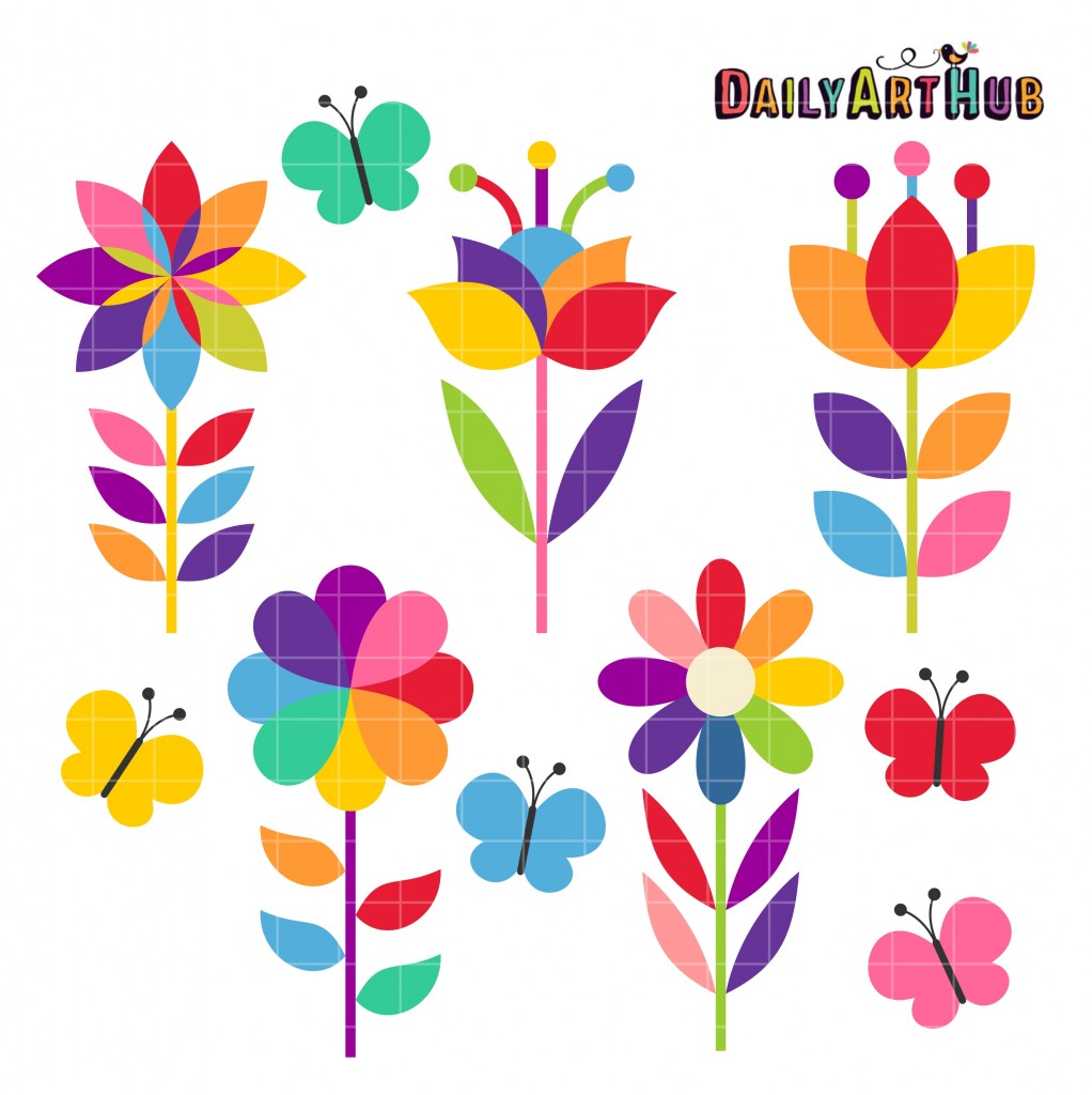 Rainbow Colored Flowers Clip Art Set – Daily Art Hub // Graphics ...