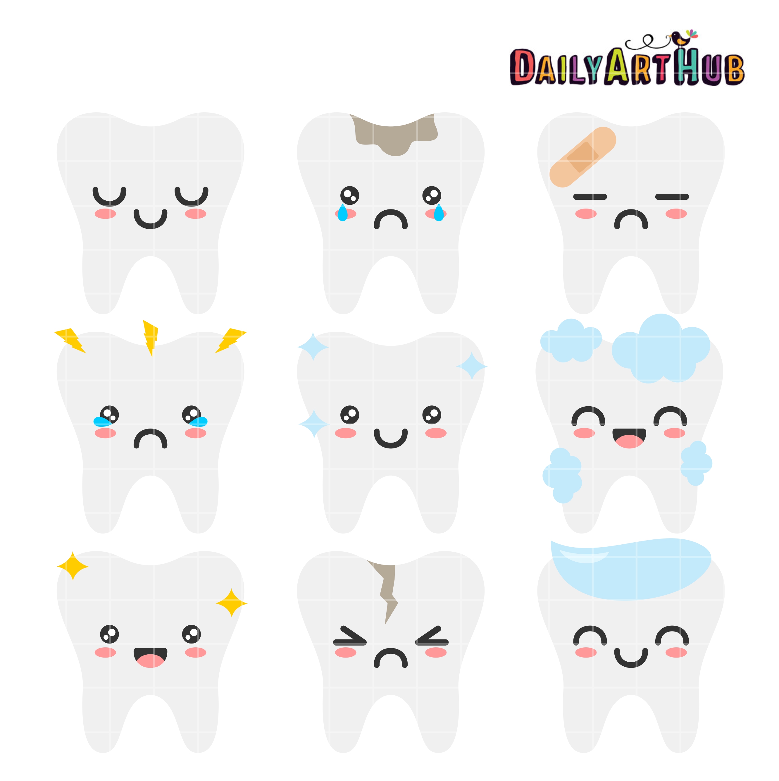 Teeth Cute Emotions Clip Art Set – Daily Art Hub – Free Clip Art Everyday