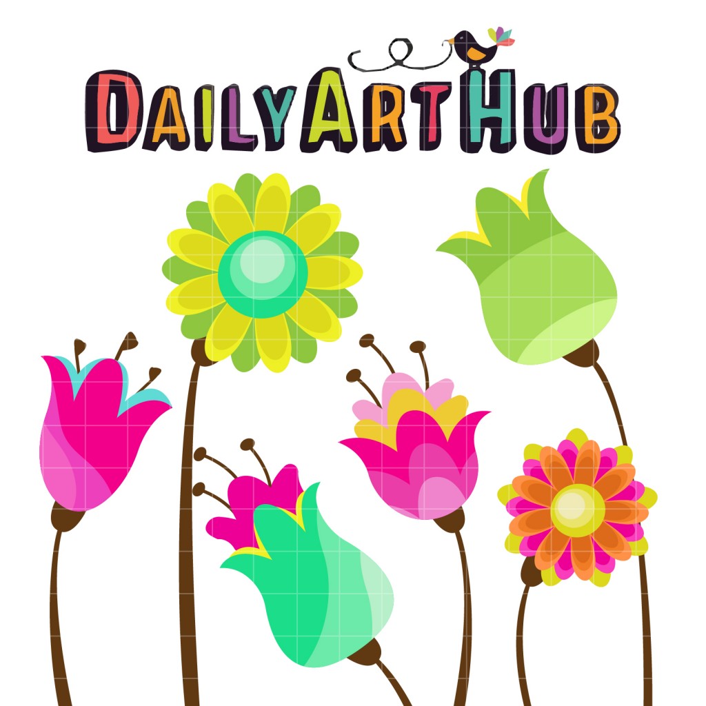Colorful Flowers Clip Art Set – Daily Art Hub // Graphics, Alphabets & SVG
