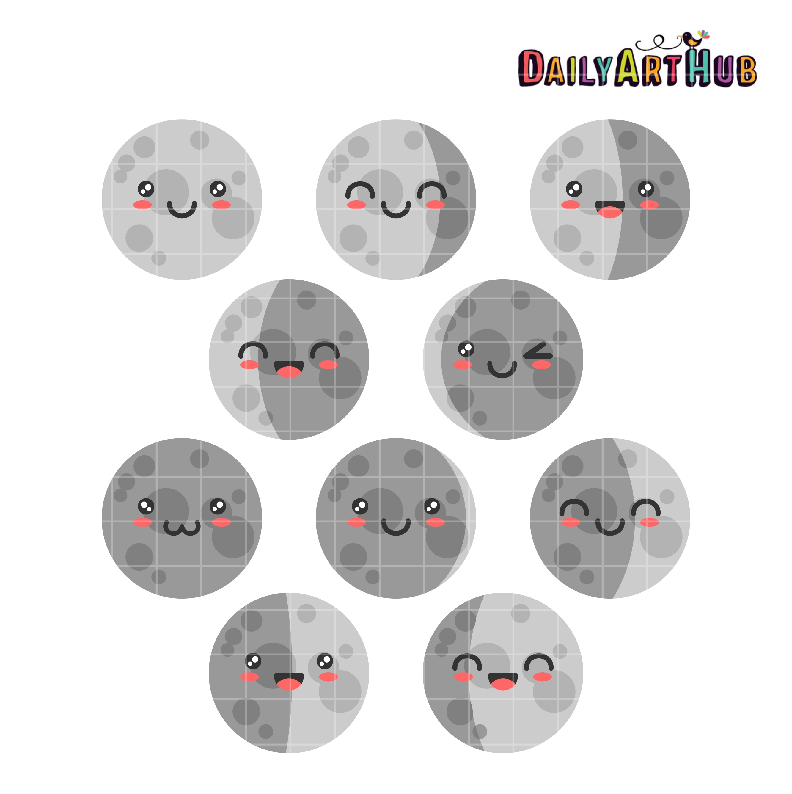 Happy Moon Phases Clip Art Set – Daily Art Hub – Free Clip Art Everyday