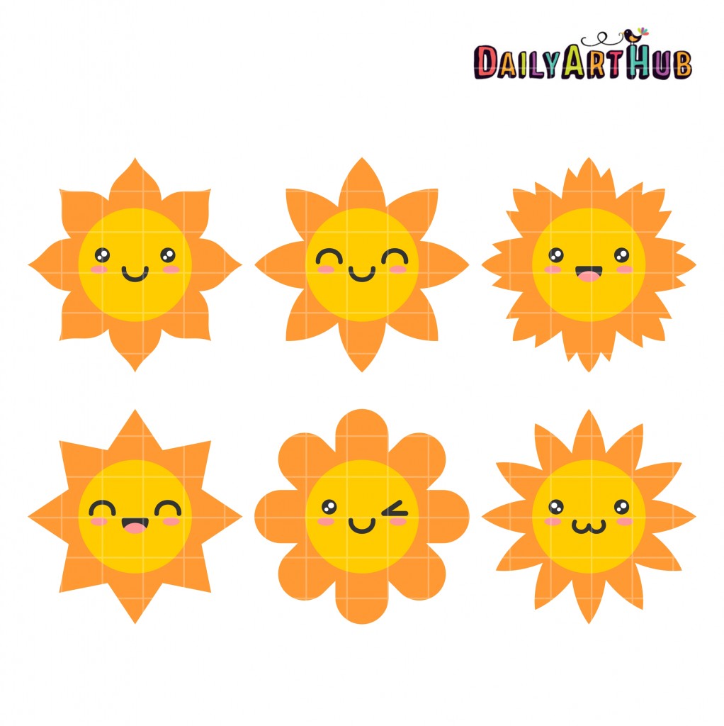 Happy Sun Clip Art Set – Daily Art Hub // Graphics, Alphabets & SVG