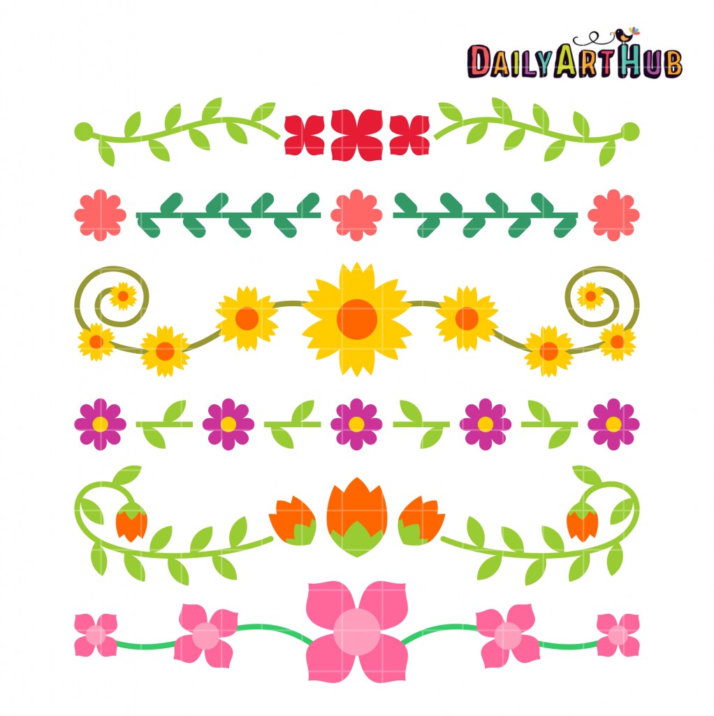 Simple Flower Borders Clip Art Set – Daily Art Hub // Graphics ...