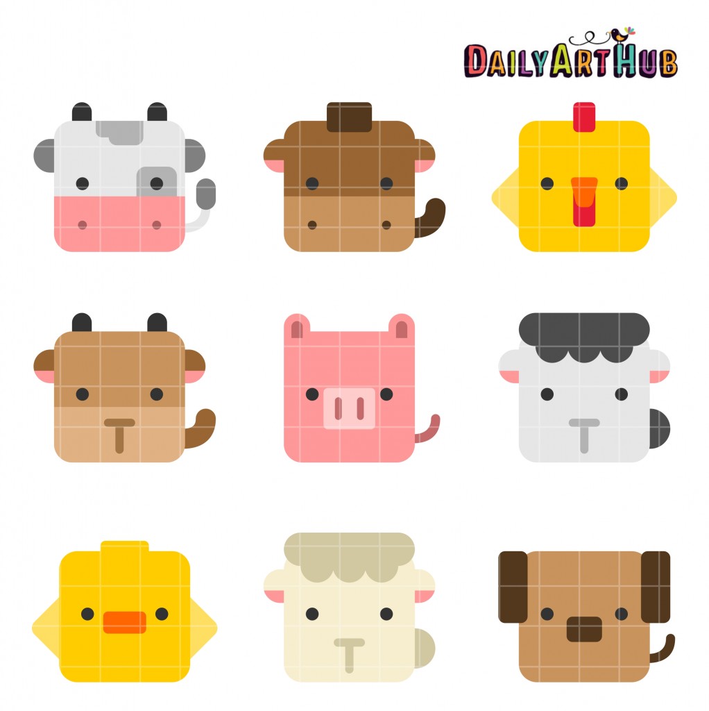 Square Farm Animals Clip Art Set – Daily Art Hub // Graphics, Alphabets ...