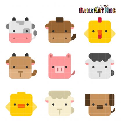 Square Farm Animals Clip Art Set – Daily Art Hub – Free Clip Art Everyday