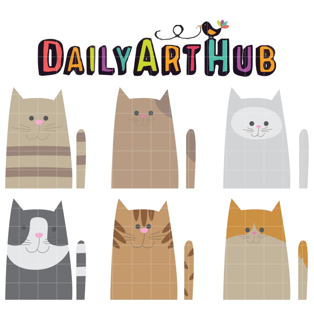 Cartoon Cats Clip Art Set – Daily Art Hub // Graphics, Alphabets & SVG