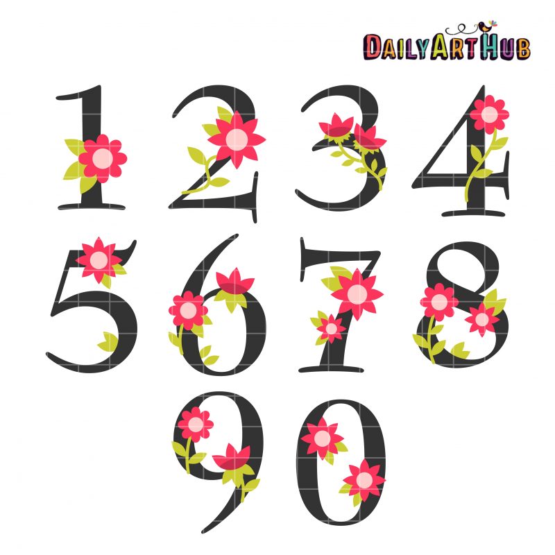Flower Numbers Clip Art Set | Daily Art Hub - Free Clip Art Everyday