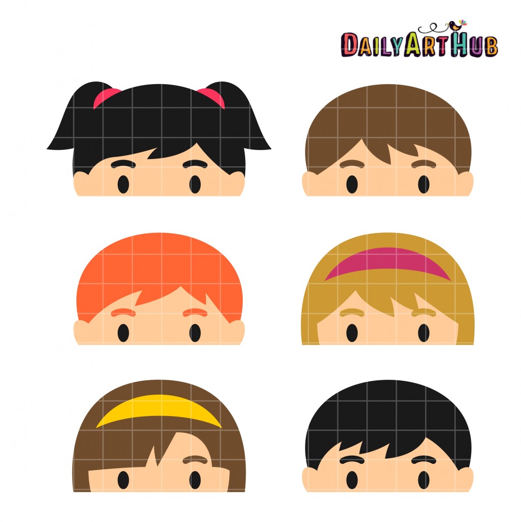 Peeping Cute Kids Clip Art Set – Daily Art Hub // Graphics, Alphabets & SVG