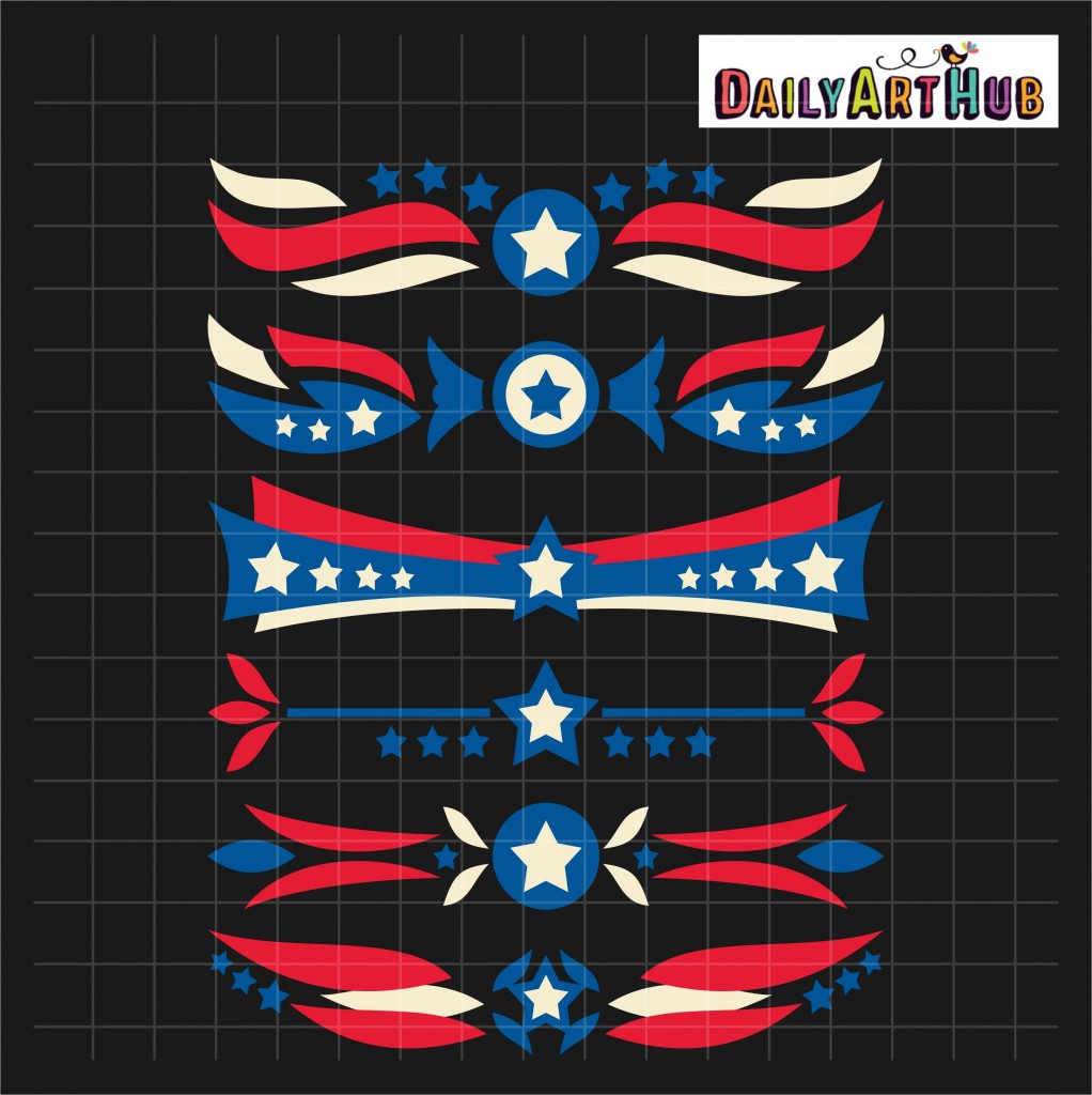 4th Of July Border Designs Clip Art Set – Daily Art Hub // Graphics ...