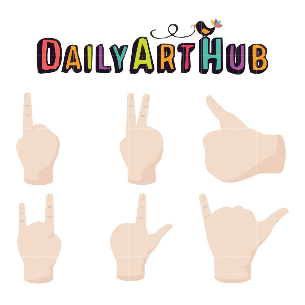 Hand Signs Clip Art Set – Daily Art Hub // Graphics, Alphabets & SVG