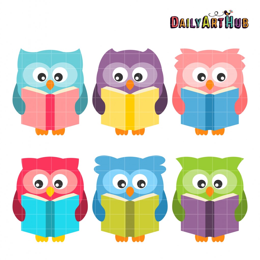 Reading Owls Clip Art Set – Daily Art Hub // Graphics, Alphabets & SVG