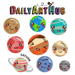Cute Planets Clip Art Set – Daily Art Hub // Graphics, Alphabets & SVG