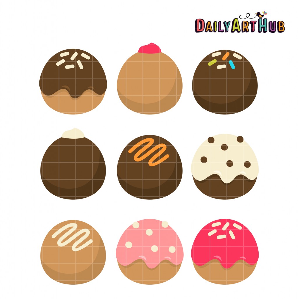 Donut Munchkins Clip Art Set – Daily Art Hub // Graphics, Alphabets & SVG