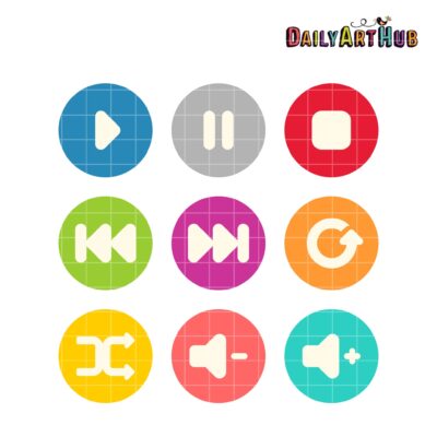 Media Buttons Clip Art Set – Daily Art Hub // Graphics, Alphabets & SVG