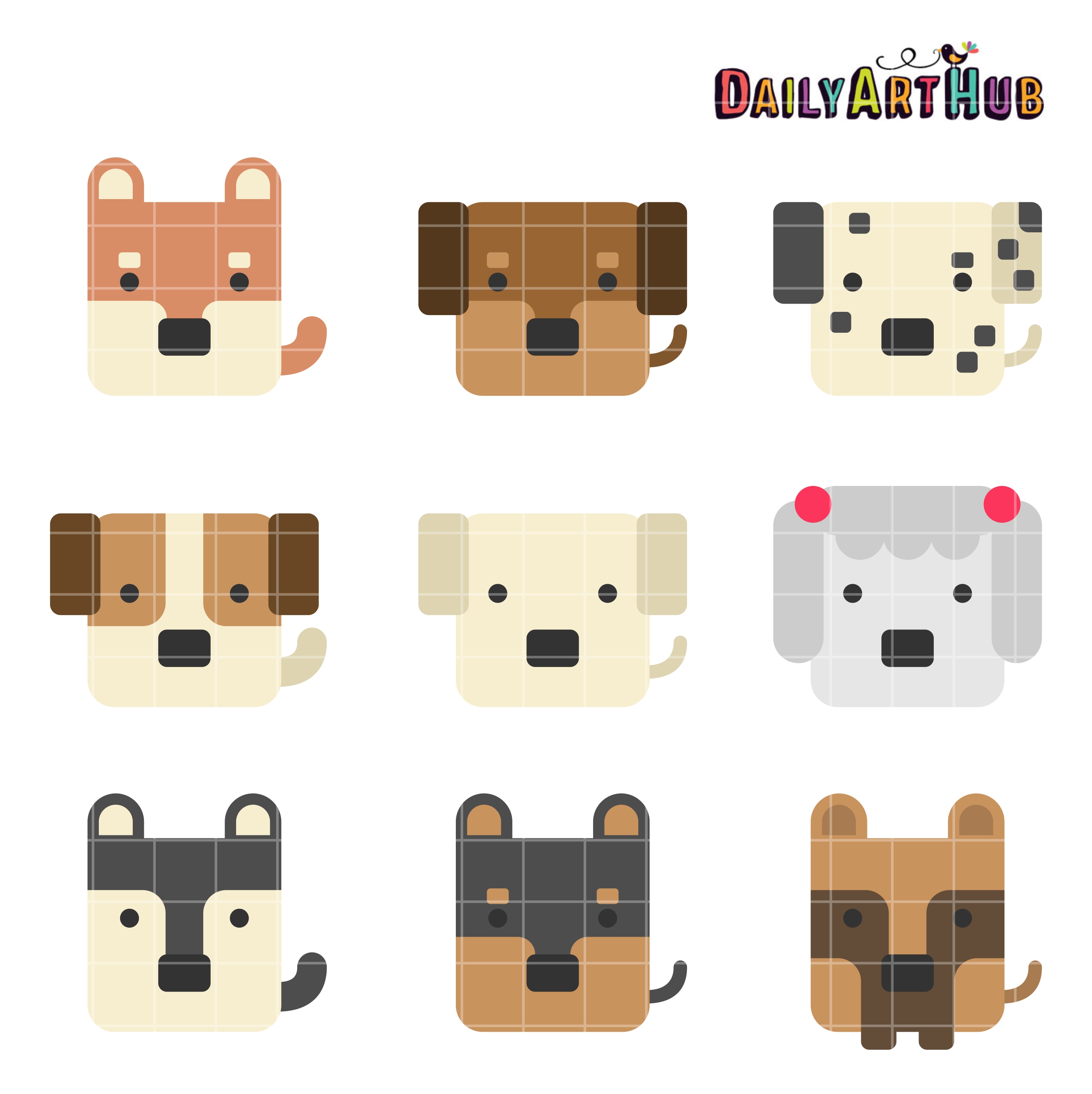 Square Dogs Clip Art Set – Daily Art Hub – Free Clip Art Everyday