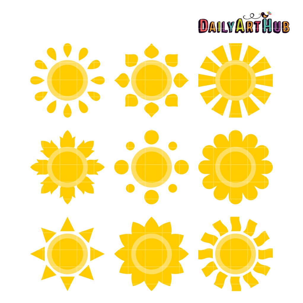 Sun Shapes Clip Art Set – Daily Art Hub // Graphics, Alphabets & SVG
