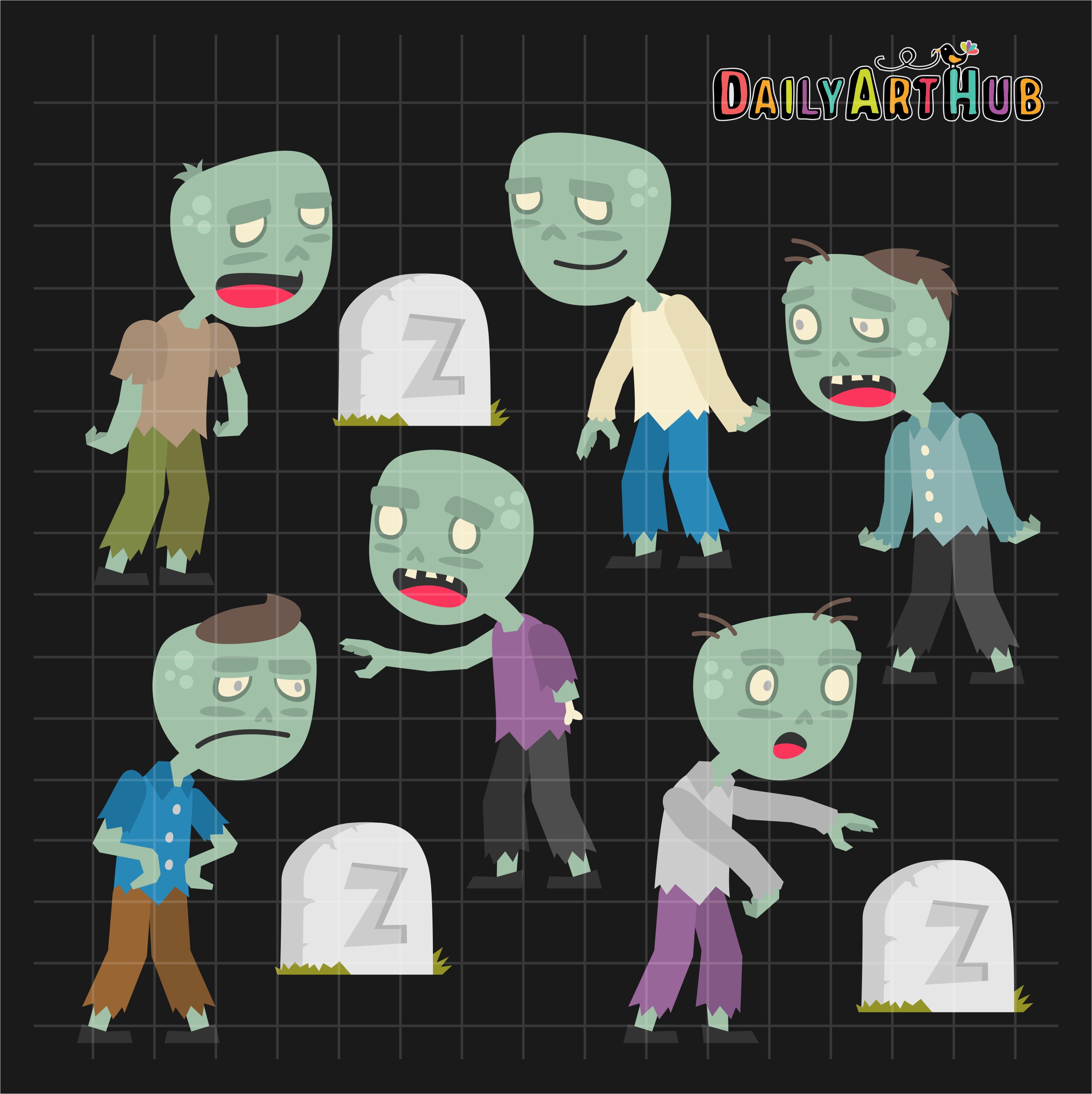 Zombies Clip Art Set – Daily Art Hub – Free Clip Art Everyday