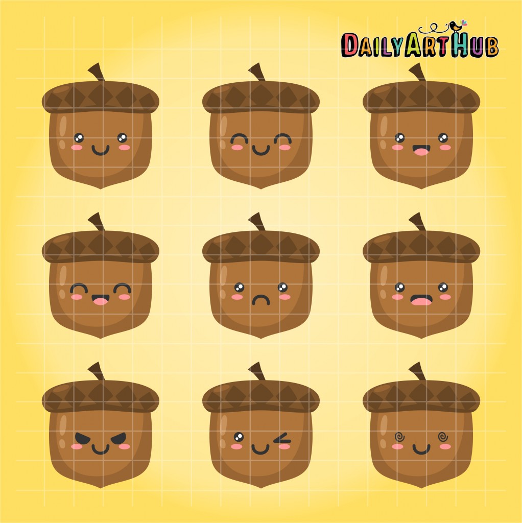 Acorn Emojis Clip Art Set – Daily Art Hub // Graphics, Alphabets & SVG