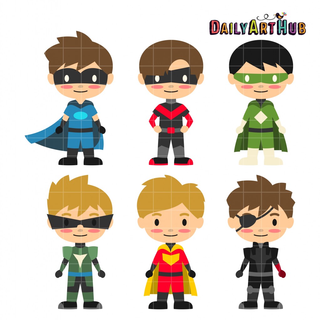 Boy Super Heroes Clip Art Set – Daily Art Hub // Graphics, Alphabets & SVG