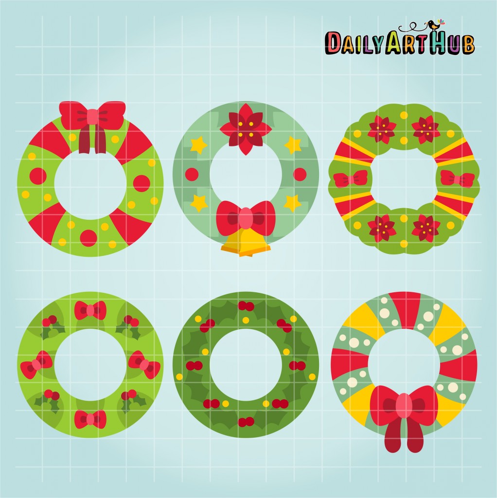 Christmas Wreaths Clip Art Set – Daily Art Hub // Graphics, Alphabets & SVG