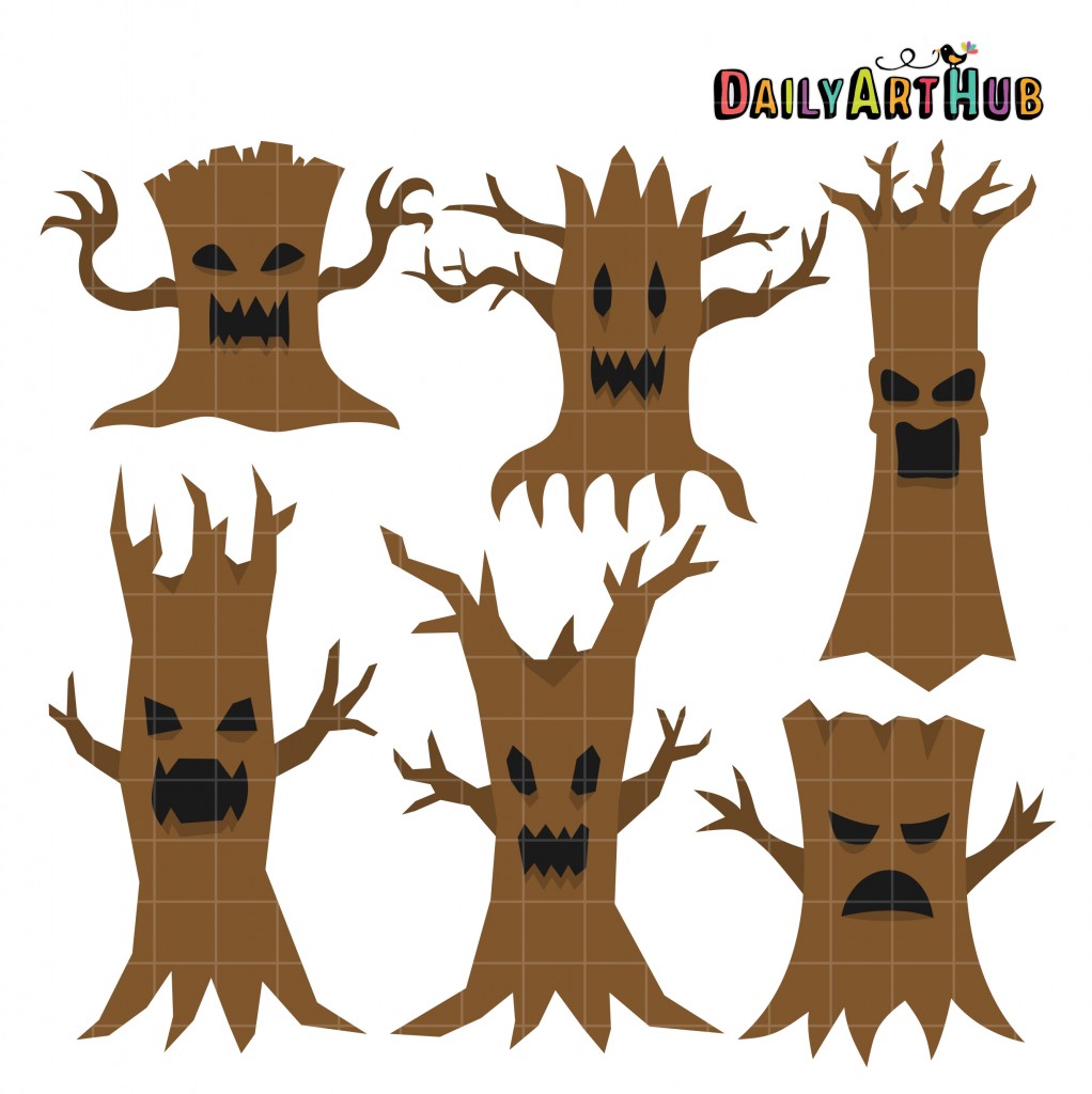 Creepy Trees Clip Art Set – Daily Art Hub // Graphics, Alphabets & SVG
