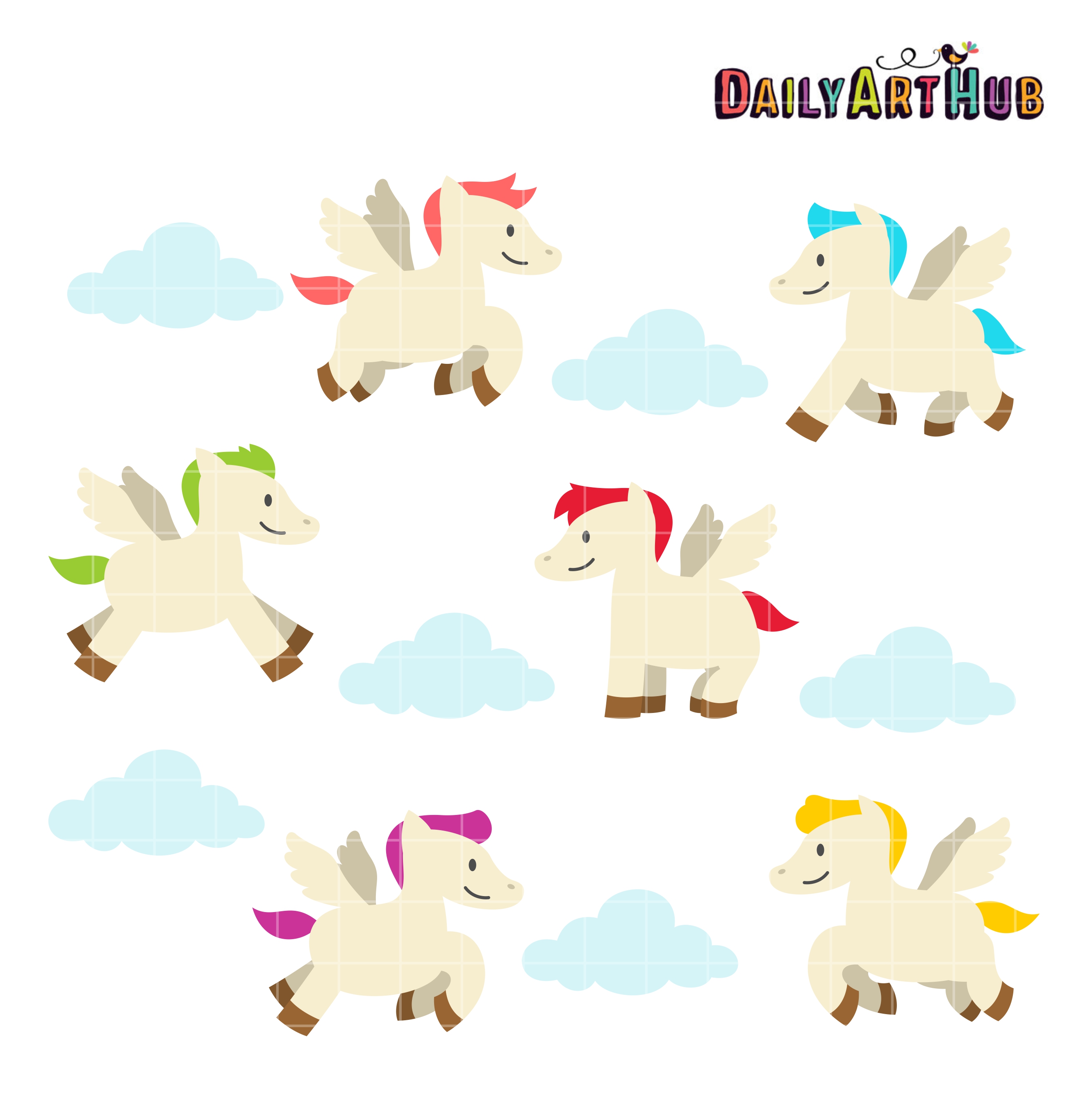Cute Pegasus Clip Art Set – Daily Art Hub – Free Clip Art Everyday