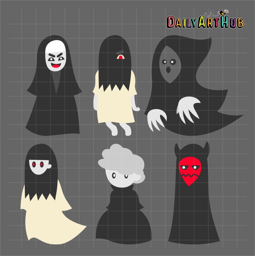 Scary Cute Ghosts Clip Art Set – Daily Art Hub // Graphics, Alphabets & SVG