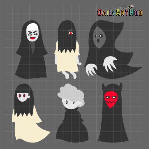 Scary Cute Ghosts Clip Art Set – Daily Art Hub // Graphics, Alphabets & SVG
