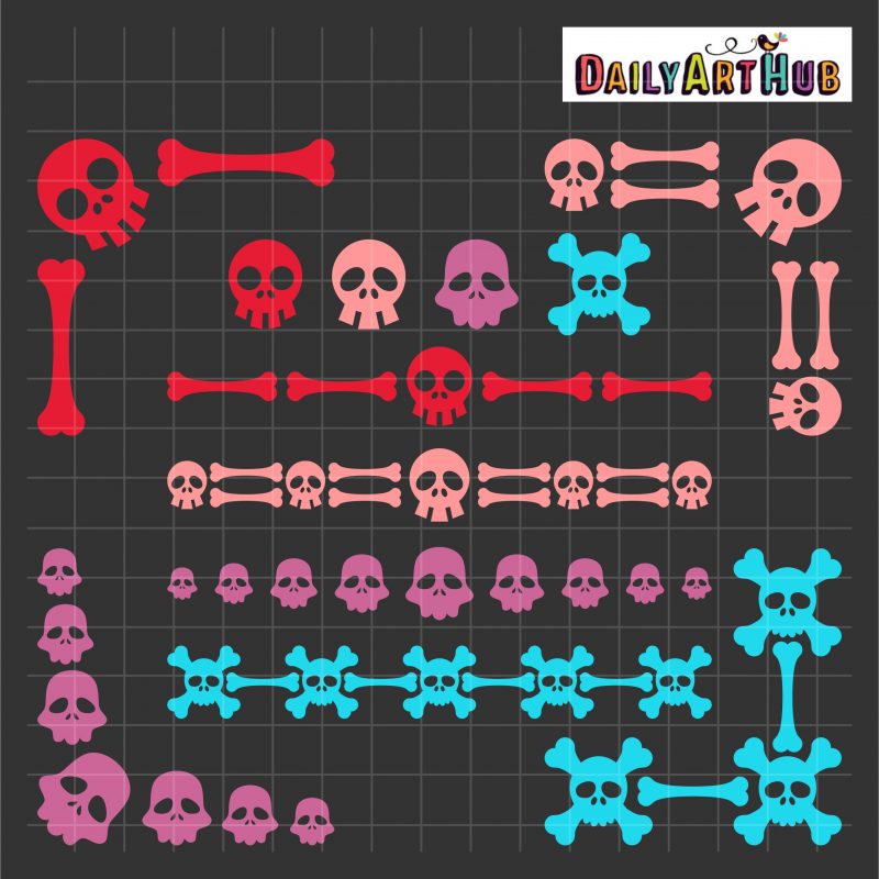 Skull Borders And Corners Clip Art Set | Daily Art Hub - Free Clip Art ...