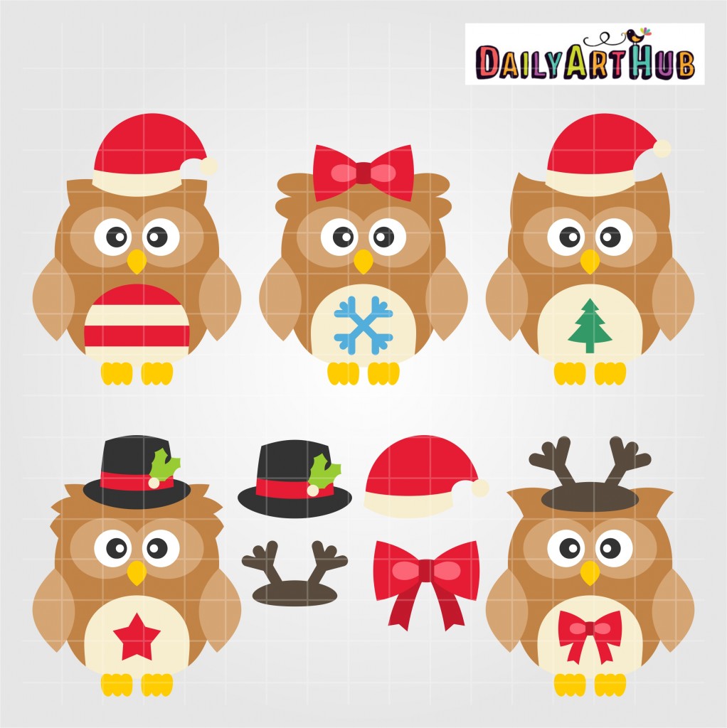 Christmas Owls Clip Art Set – Daily Art Hub // Graphics, Alphabets & SVG