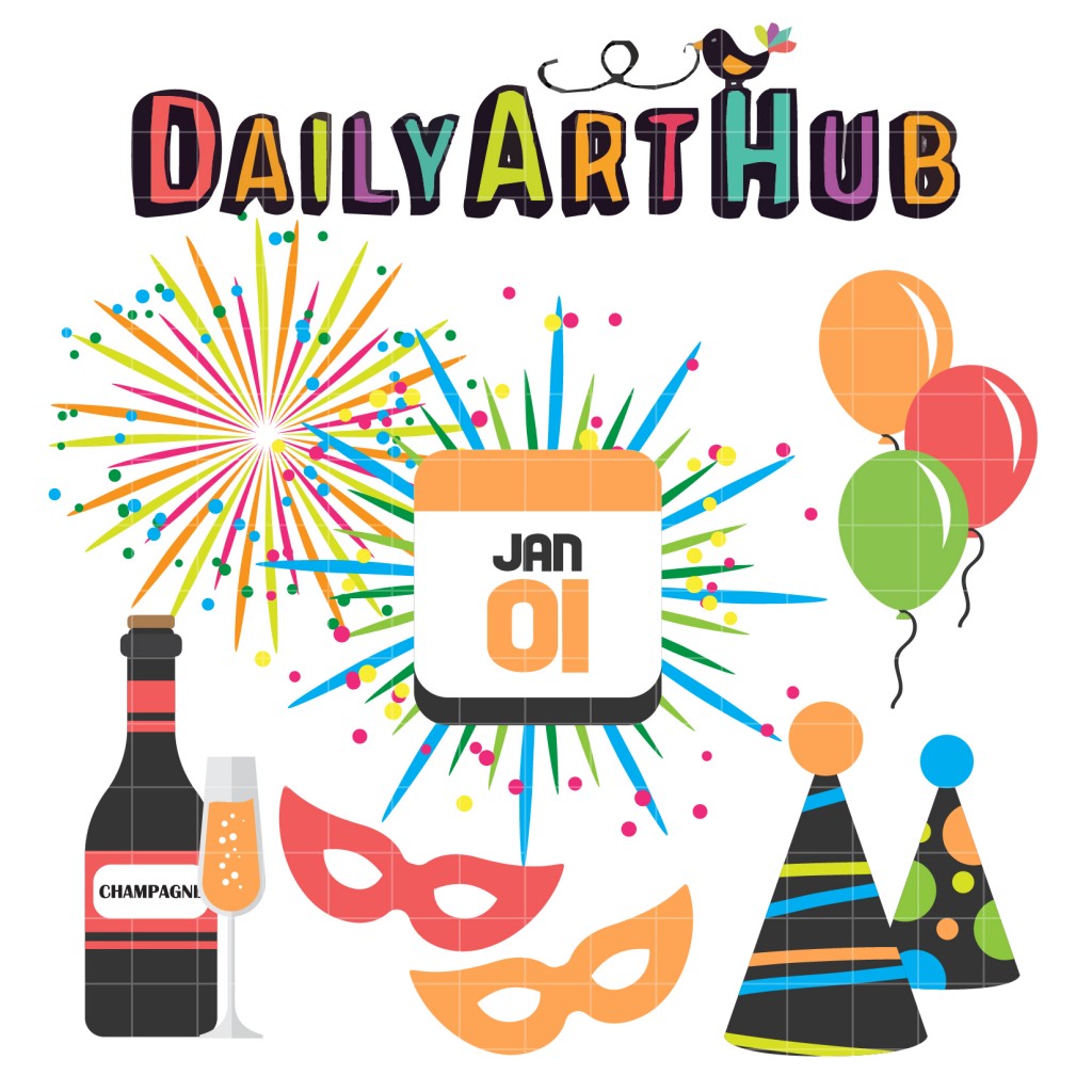 Happy New Year Clip Art Set – Daily Art Hub // Graphics, Alphabets & SVG