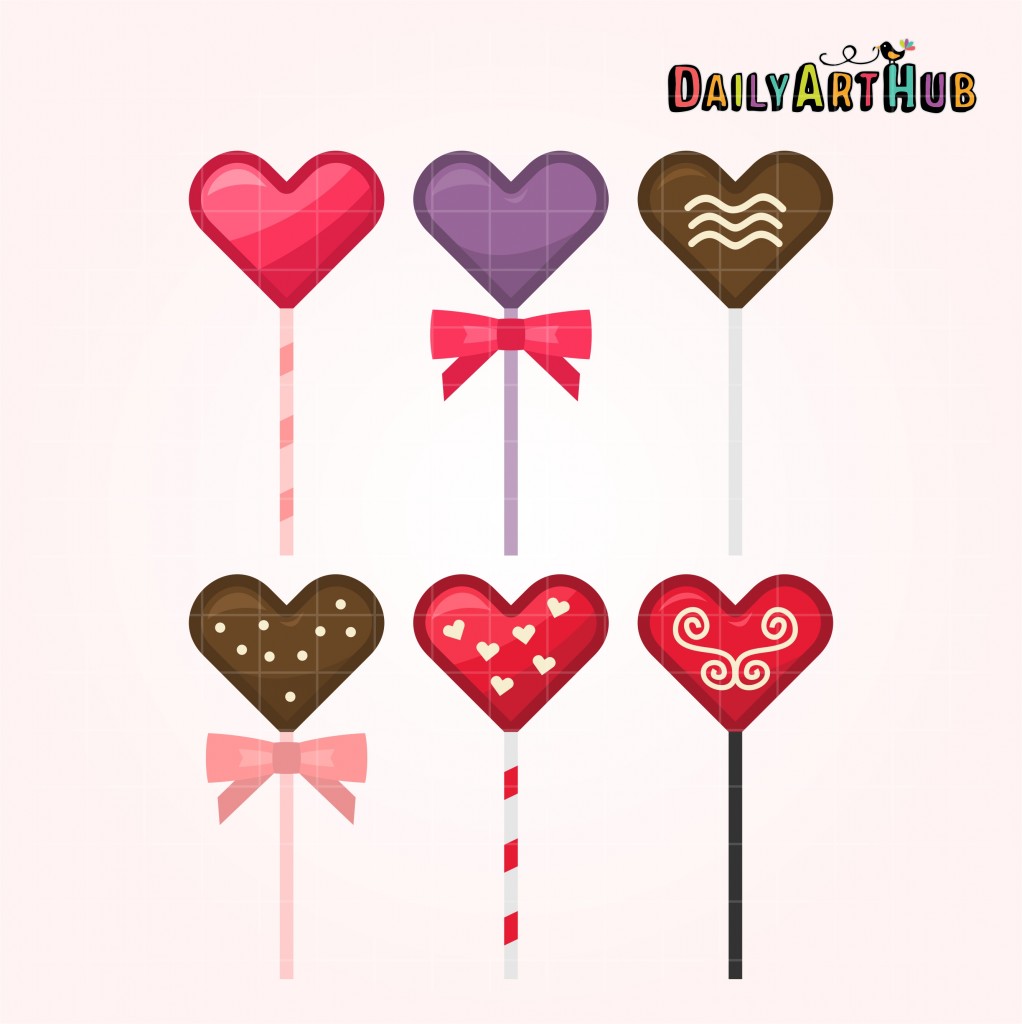 Heart Lollipops Clip Art Set – Daily Art Hub // Graphics, Alphabets & SVG