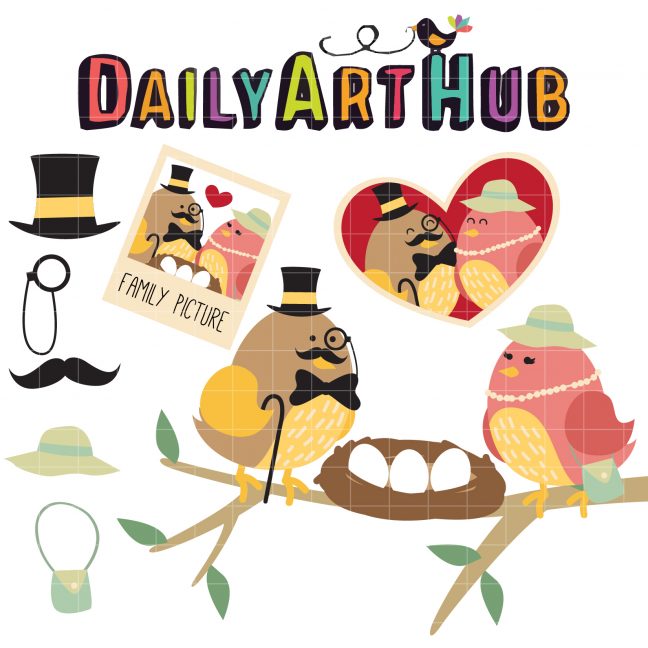 Mr and Mrs Bird Clip Art Set – Daily Art Hub // Graphics, Alphabets & SVG