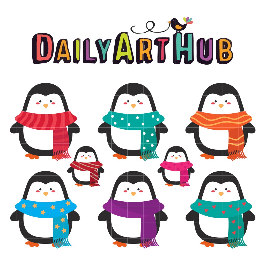 Penguin Scarf Clip Art Set – Daily Art Hub // Graphics, Alphabets & SVG