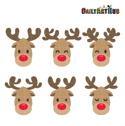 Reindeer Faces Clip Art Set – Daily Art Hub – Free Clip Art Everyday