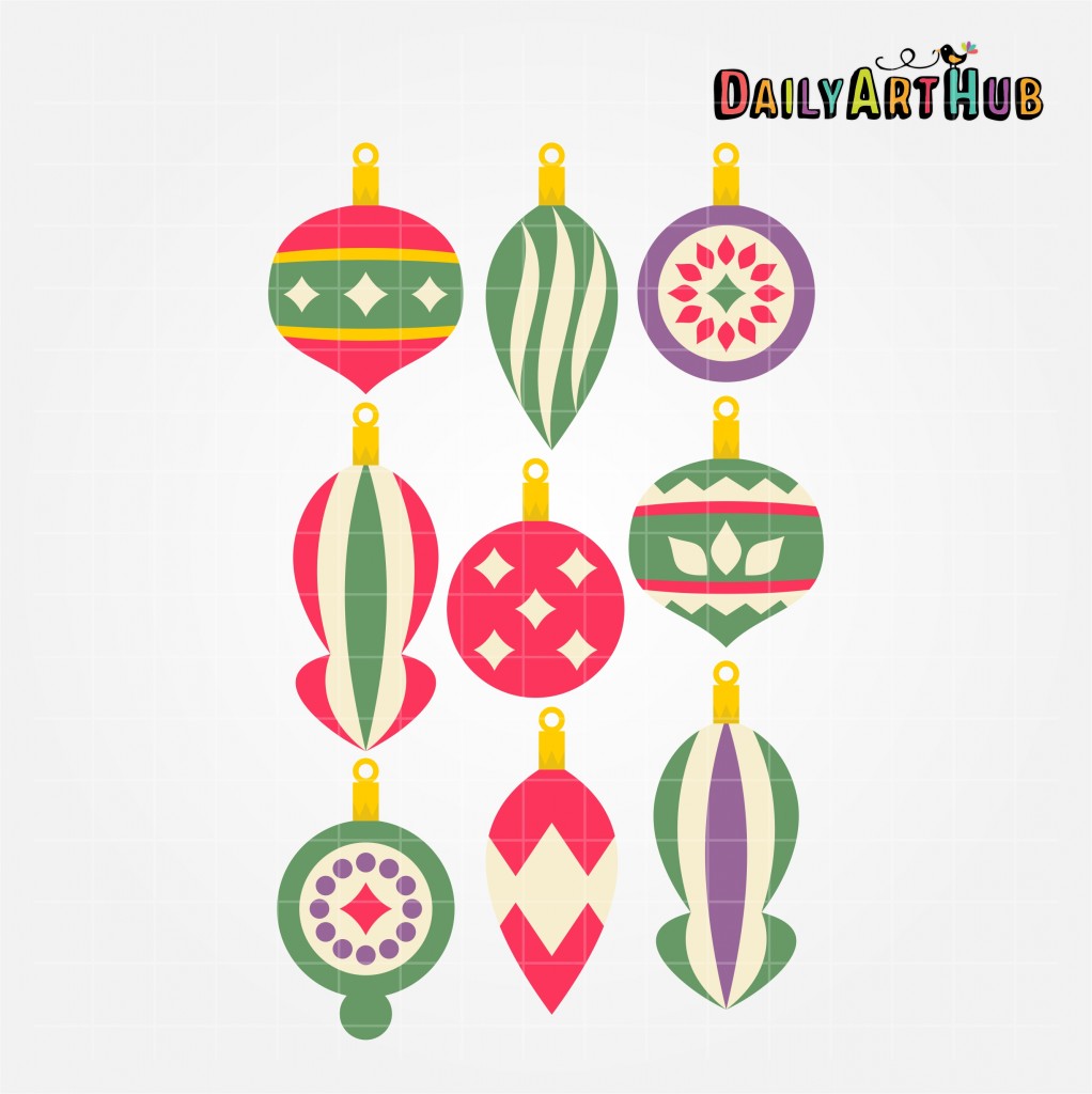 Retro Christmas Decorations Clip Art Set – Daily Art Hub // Graphics ...
