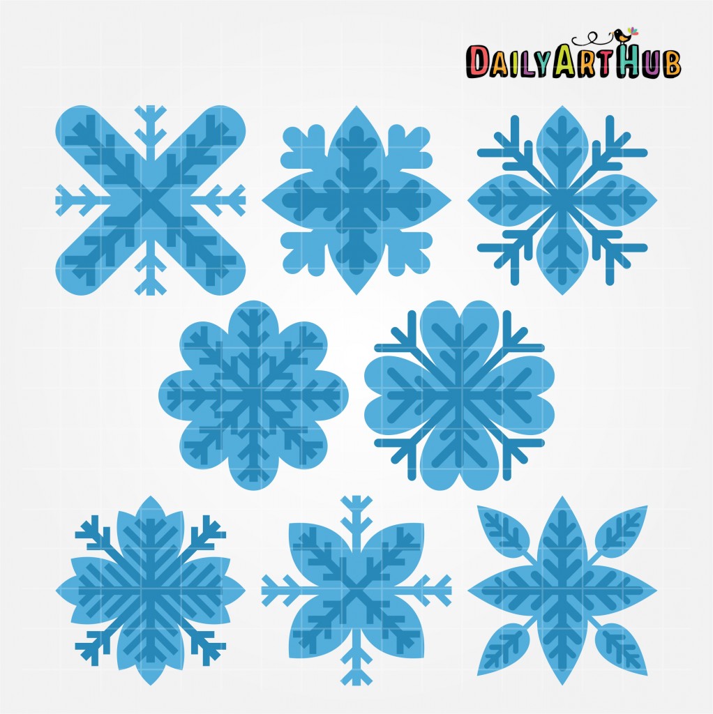 Snowflake Flowers Clip Art Set – Daily Art Hub // Graphics, Alphabets & SVG