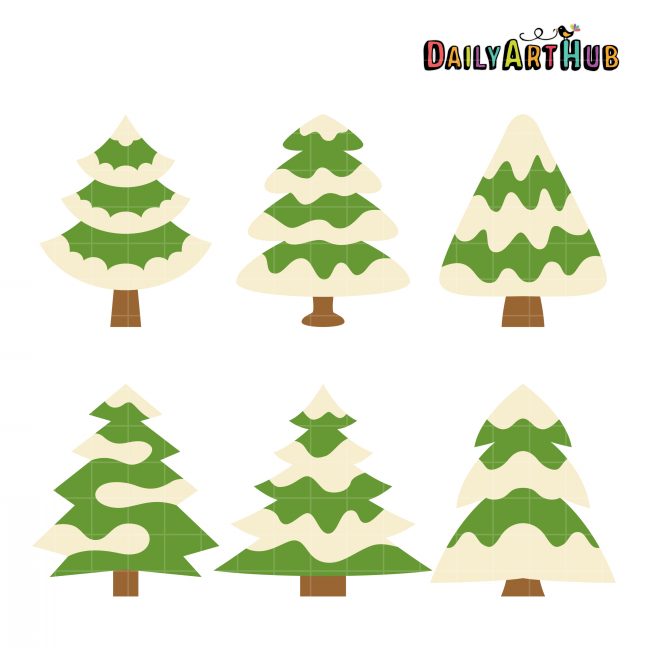 Snowy Trees Clip Art Set – Daily Art Hub – Free Clip Art Everyday